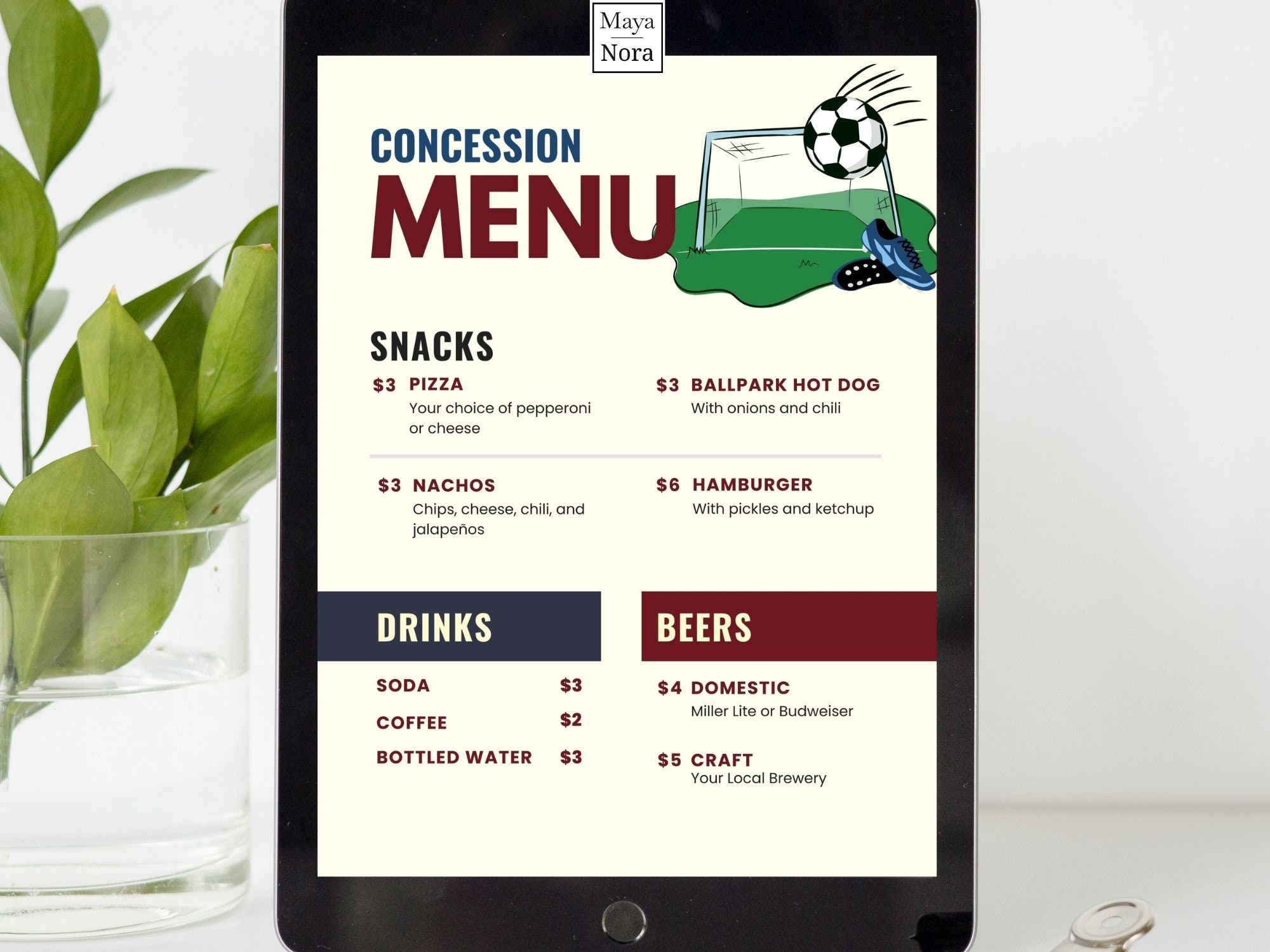 SOCCER Concession Stand Menu Instant Download Editable Canva - Etsy