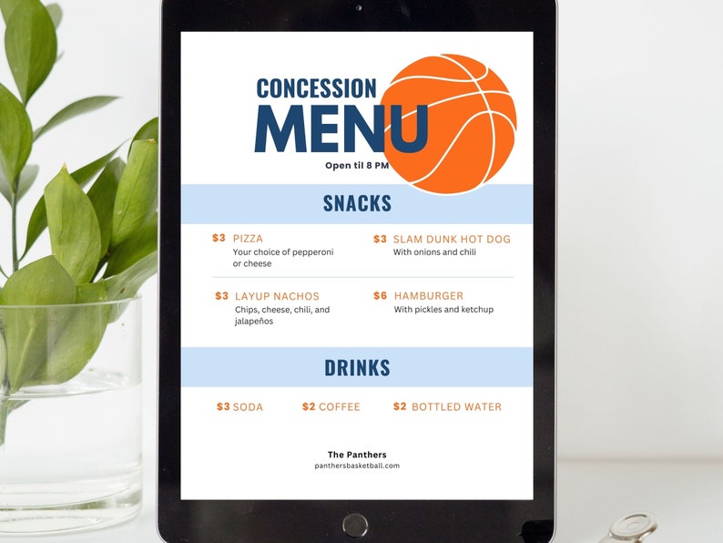 Editable Concession Stand Menu Basketball Instant Download Canva ...