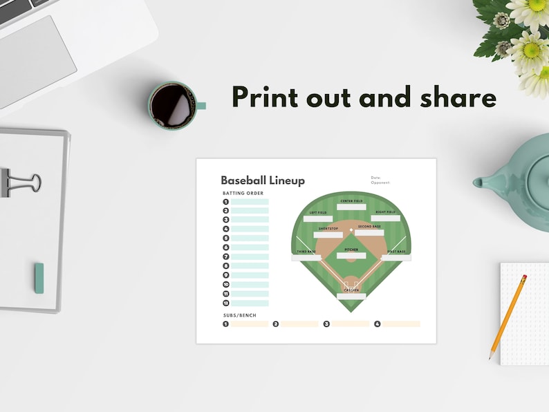 Printable Baseball Lineup and Field Position Sheet Batting Order ...