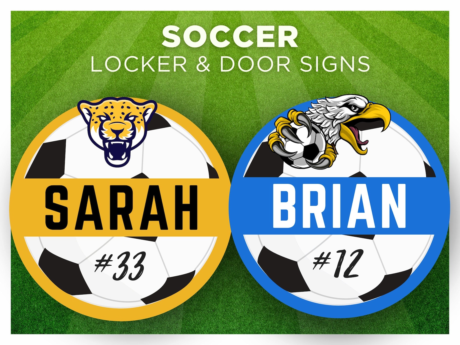 Editable Soccer Locker and Hotel Door Sign Canva Template Decoration ...