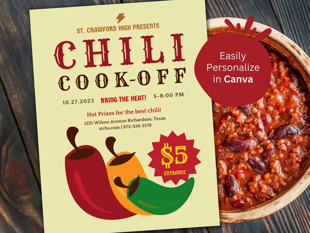 Editable Chili Cook off Flyer Work Chili Competition Church Chili ...