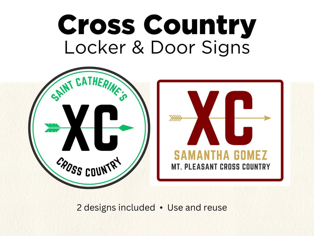 Editable Cross Country Locker Door Sign Track Team Decoration Cross ...