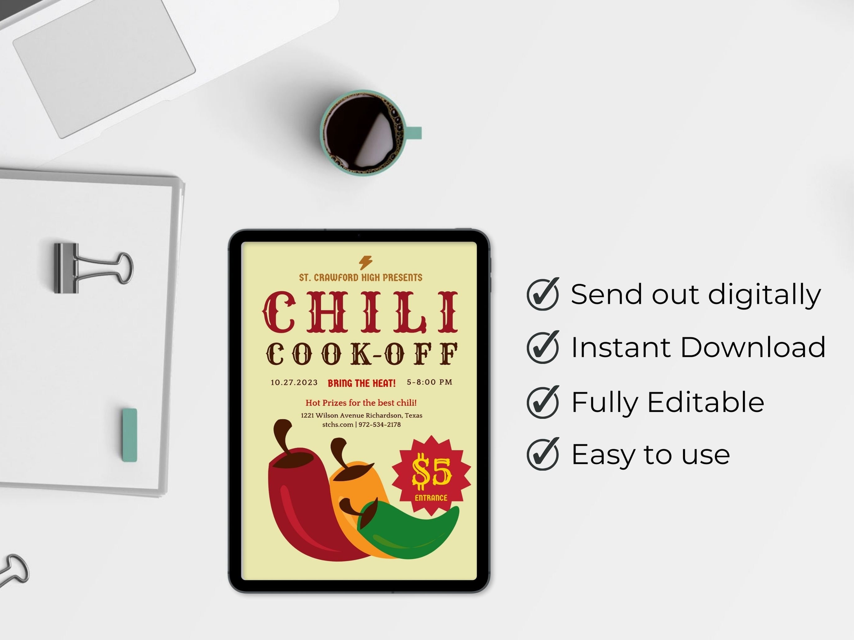 Editable Chili Cook off Flyer, Canva Template, Work Competition Church ...