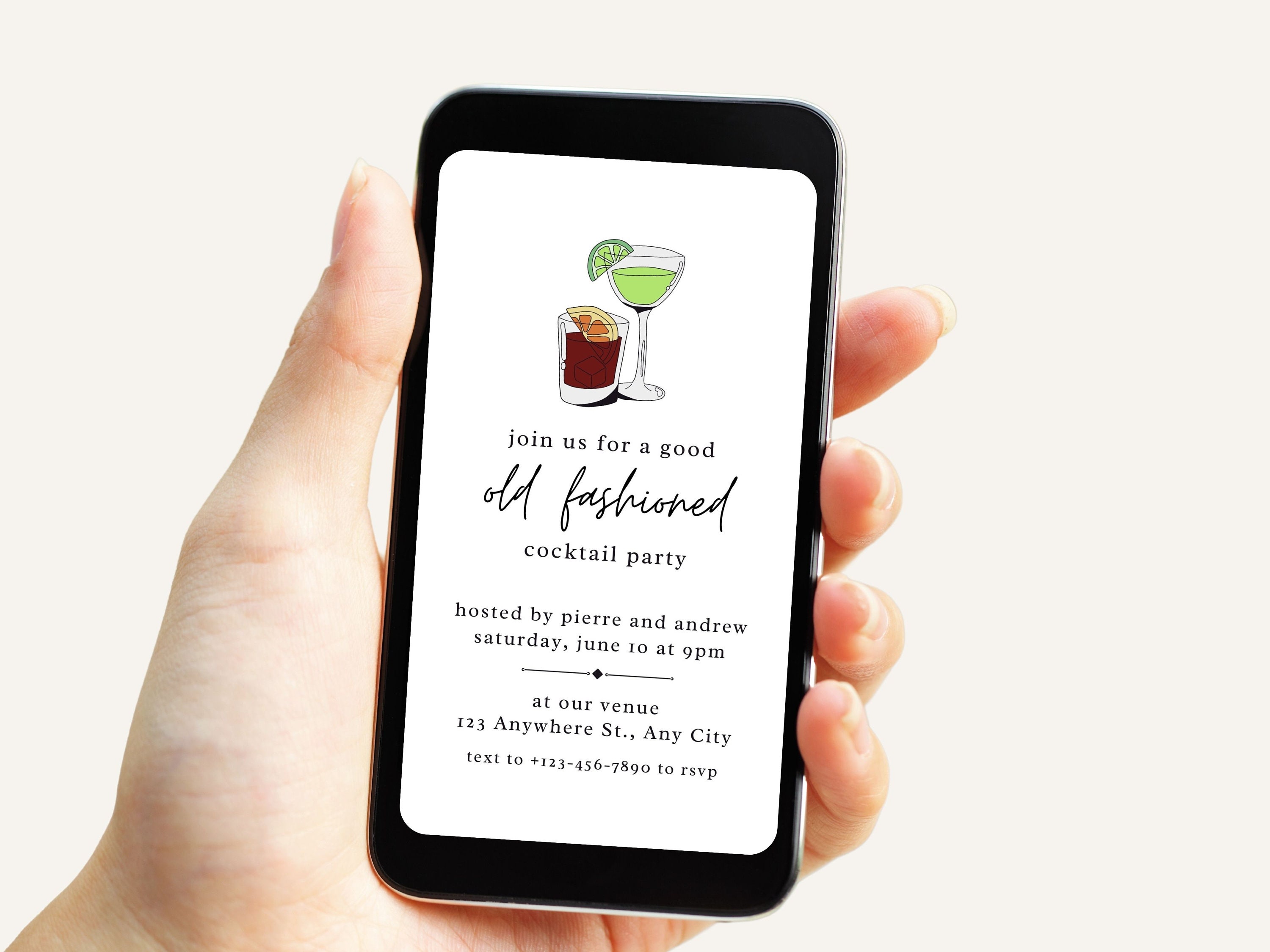 Printable E-vite Cocktail Party Invitation Editable Digital Cocktail ...