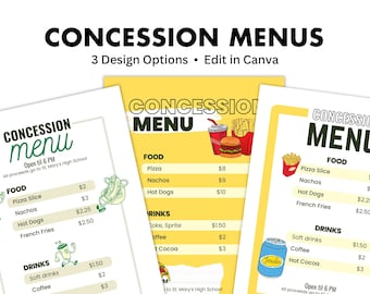 Editable Concession Stand Menu Softball, Instant Download Canva ...