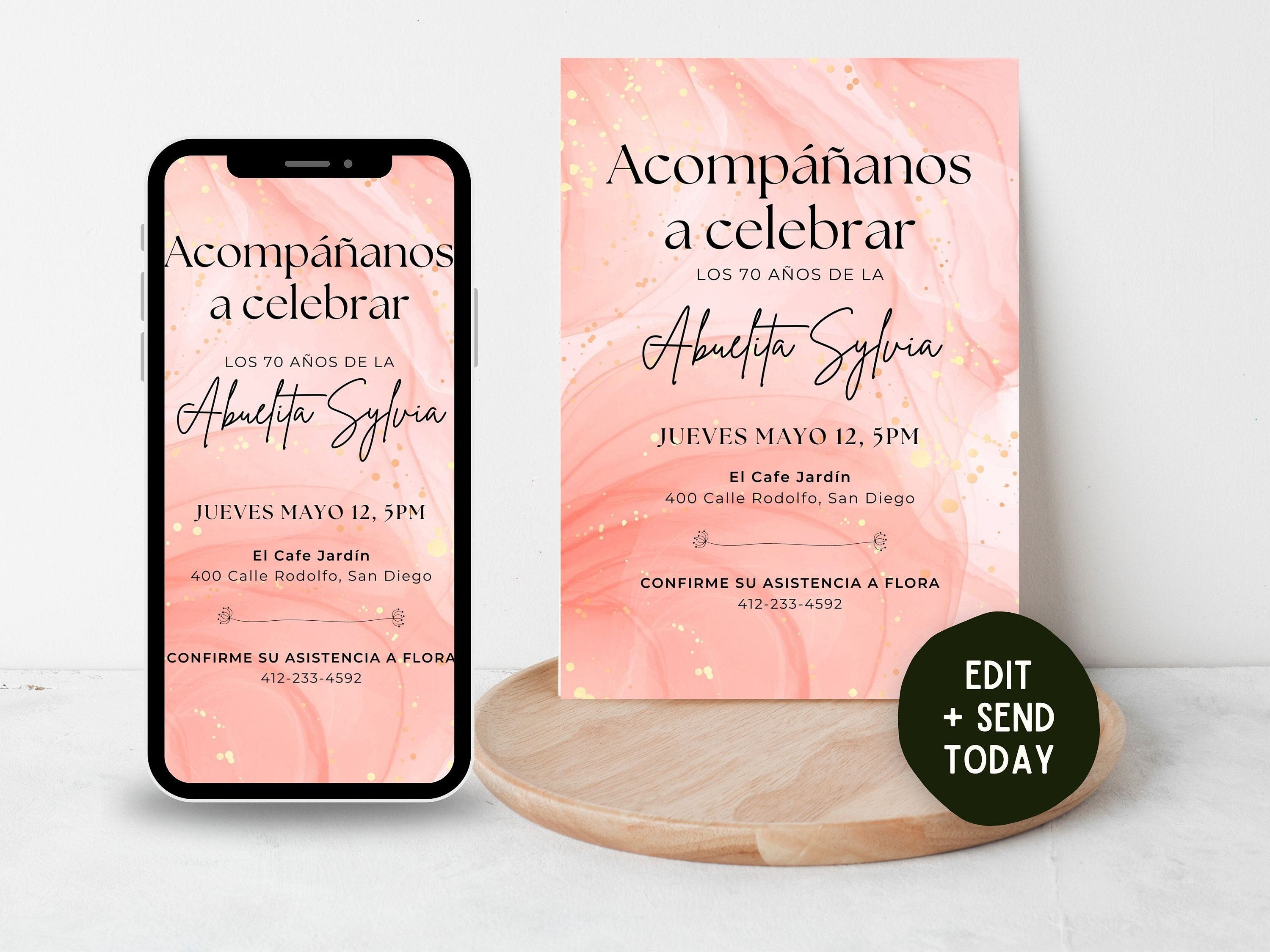 Spanish Birthday Invitation Acompáñanos A Celebrar Invite, Canva ...