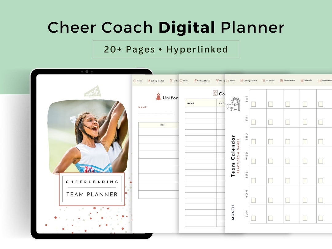 DIGITAL Hyperlinked Cheer Coach Planner Team Mom Squad Digital Planner ...