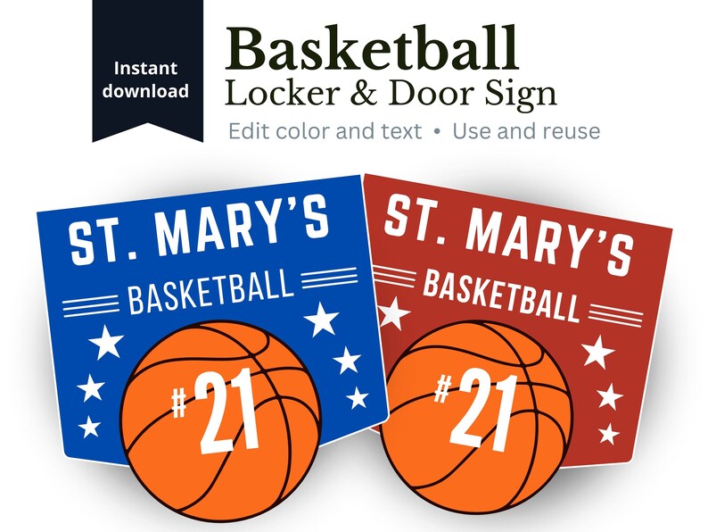 Editable Basketball Locker Printable Cutout Door Sign Locker Decoration ...