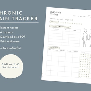 6 Chronic Pain Trackers Printable Headache Diary Spoonie Medical ...