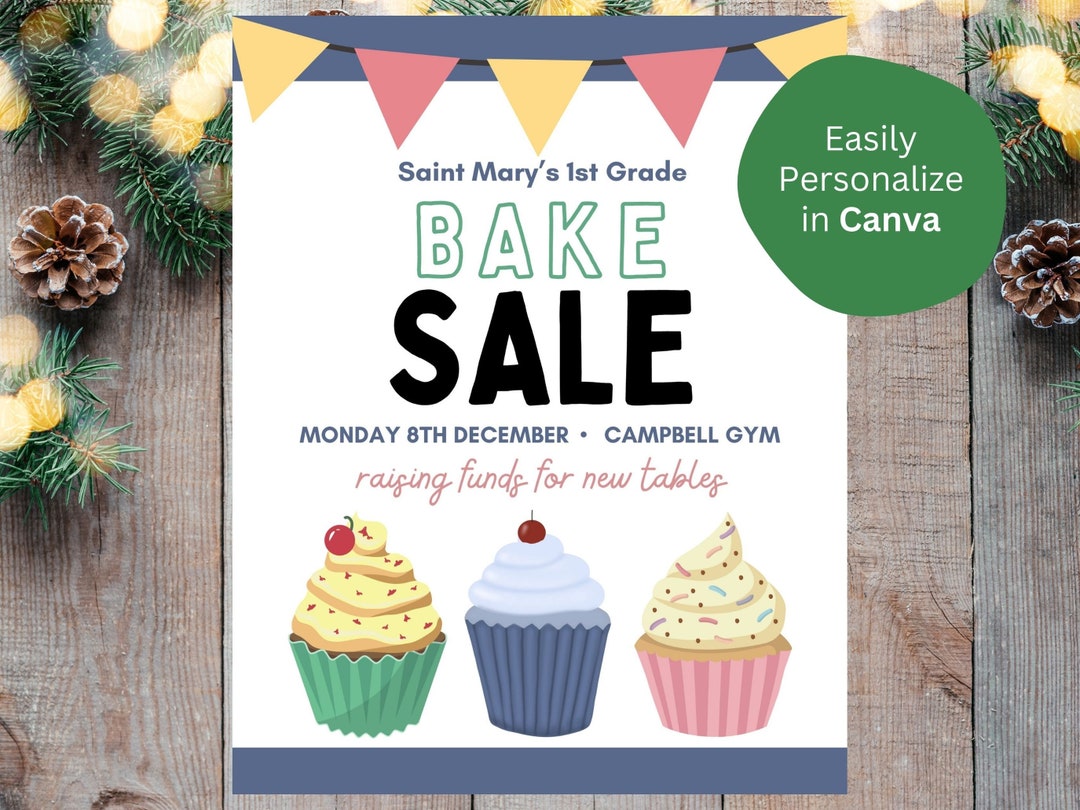 EDITABLE Bake Sale Flyer School Benefit Poster School Benefit ...
