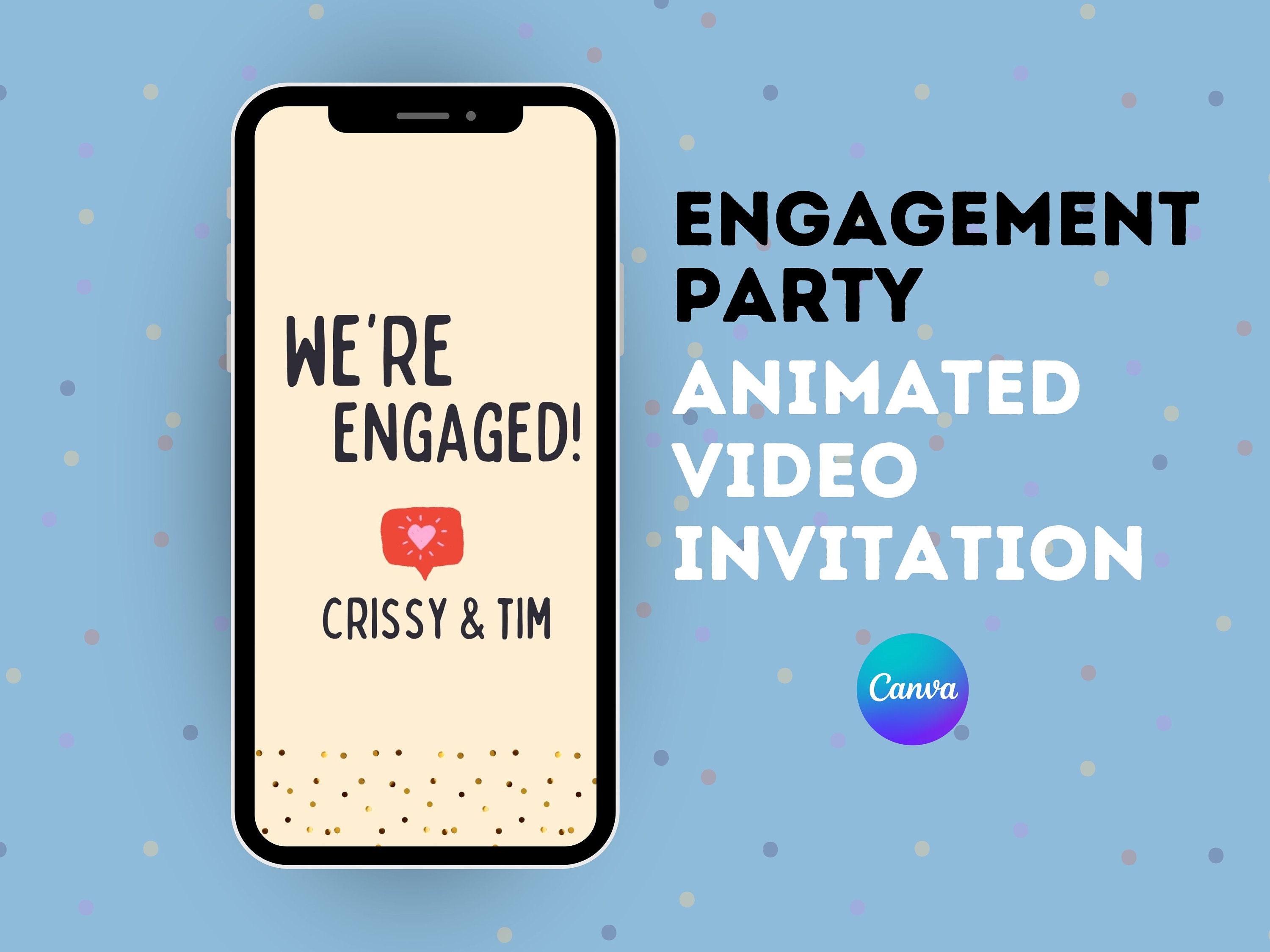 Animated Engagement Party Invitation Template We're Engaged Engagement ...