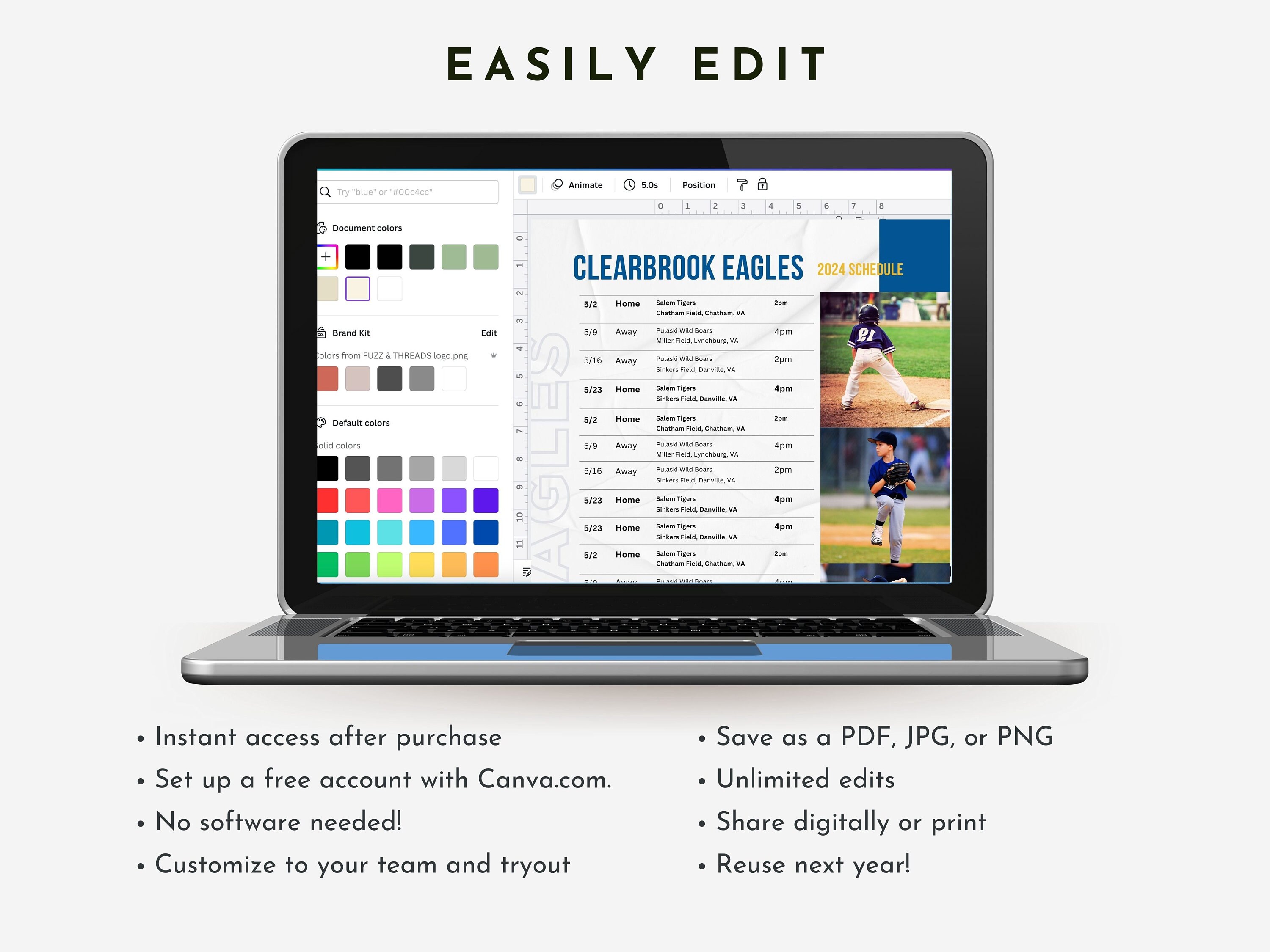 3 Editable Sports Calendar Schedule Template Design Options Printable ...