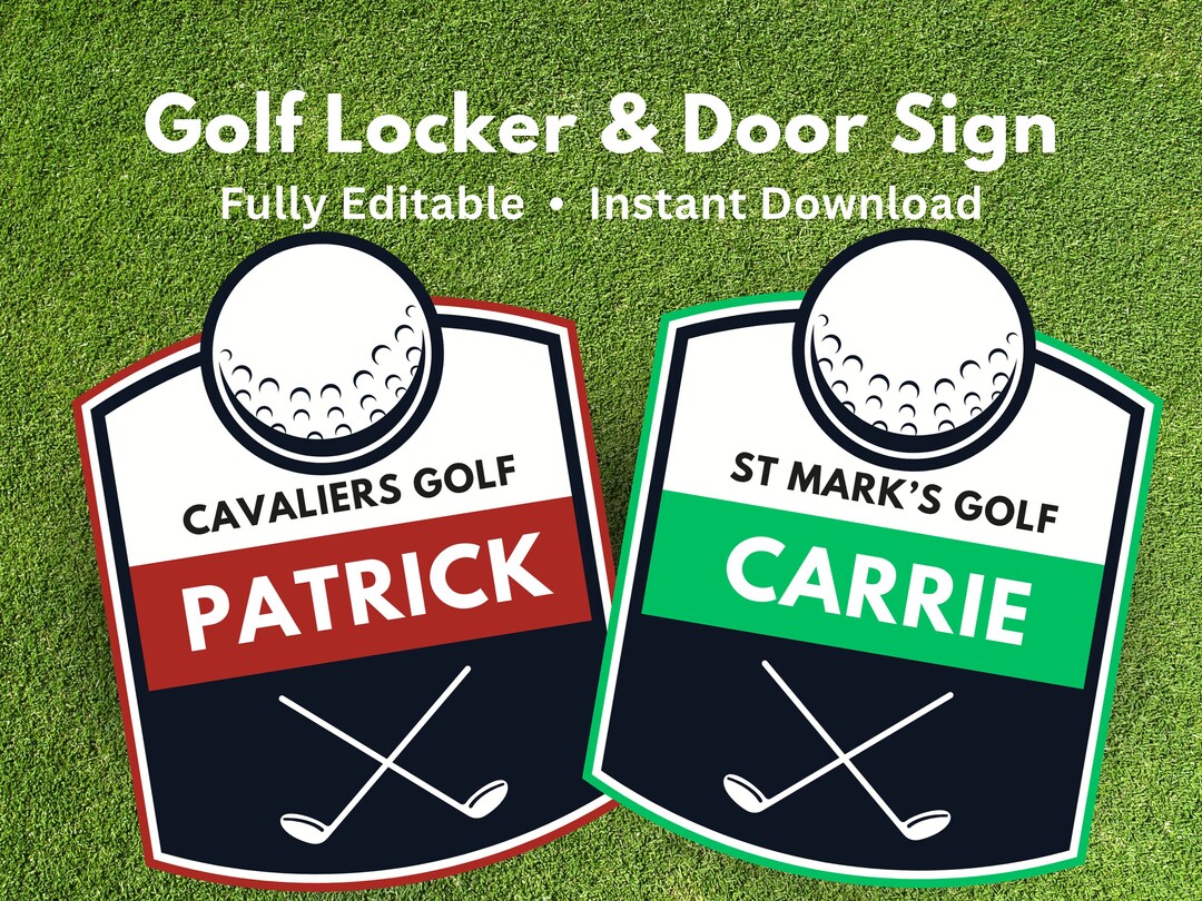 Editable Golf Locker Door Sign Printable Cutout Locker Decoration Golf ...
