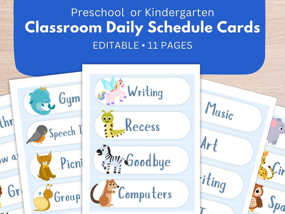 EDITABLE Preschool Schedule Cards 11 Pages Daycare Routine Pre-k ...