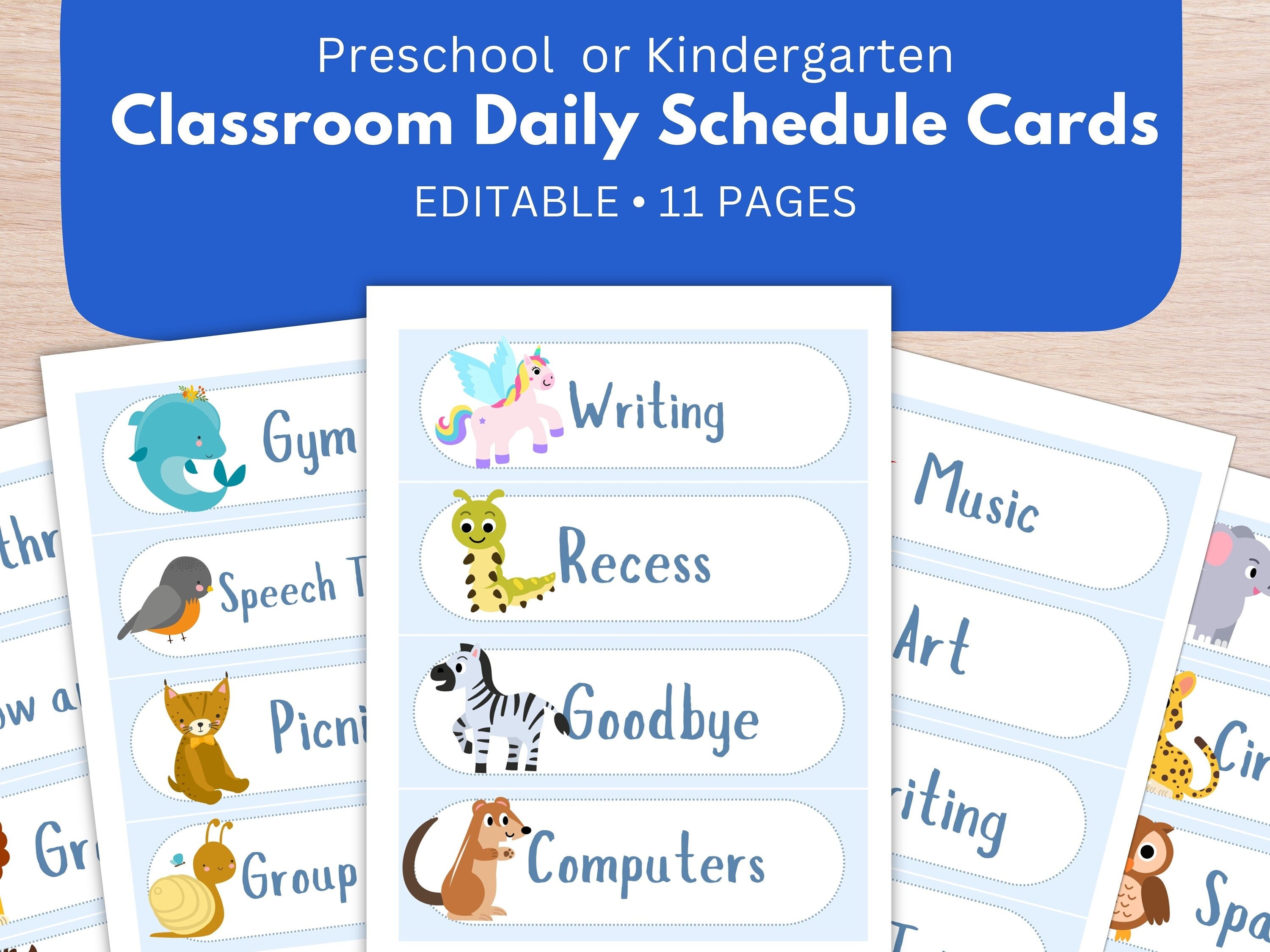 EDITABLE Preschool Schedule Cards, 11 Pages, Daycare Routine, Pre-k ...