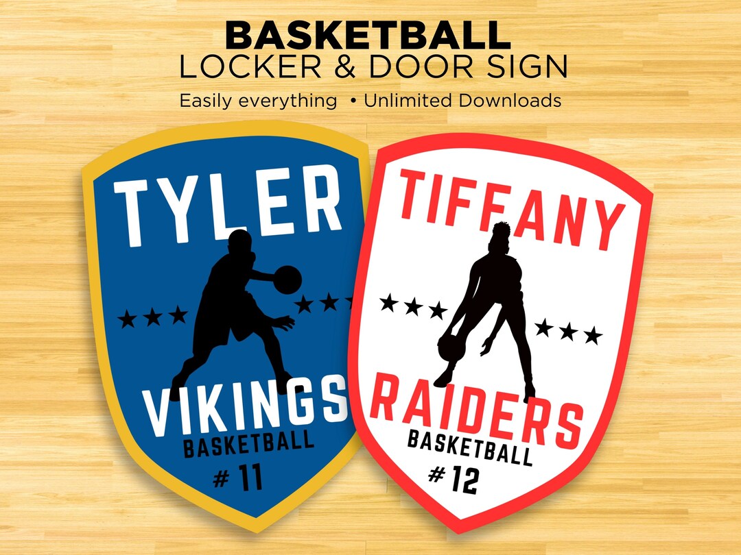 Boys and Girls Basketball Locker Editable Printable Cutout Sign ...