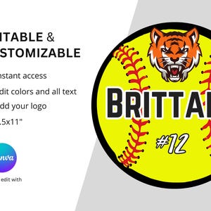 Editable Softball Locker Door Sign Canva Template Tournament Travel ...