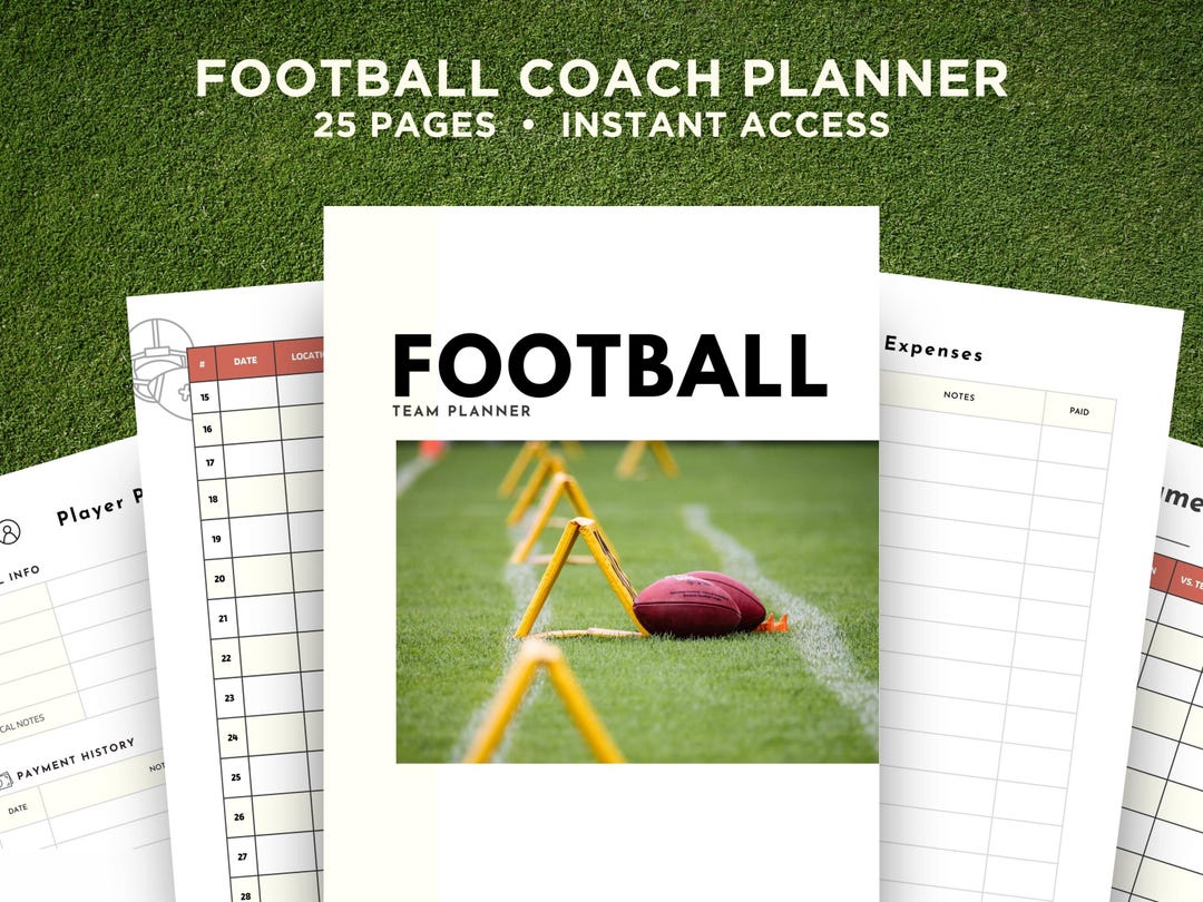 Printable Football Team Coach Editable Planner Template Printable ...