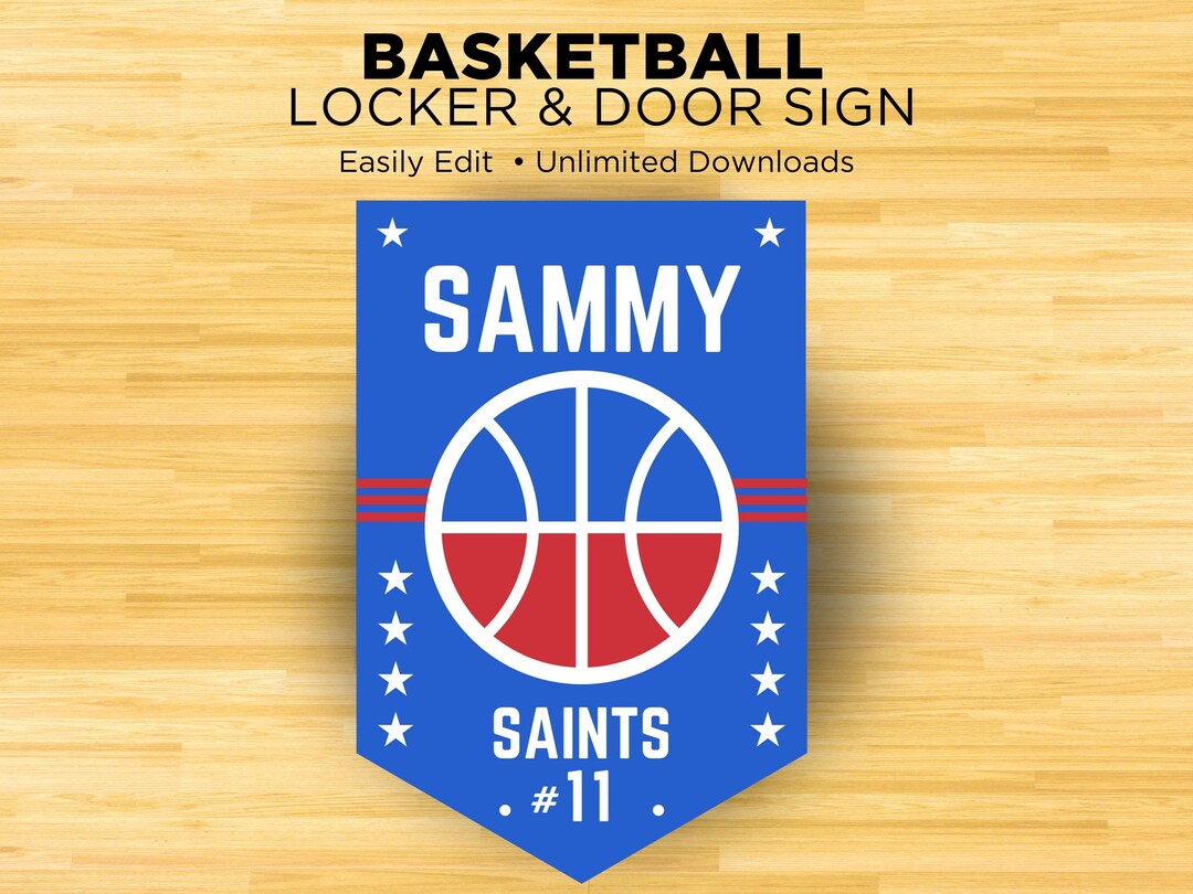 Editable Basketball Locker Printable Cutout Door Sign Locker Decoration ...