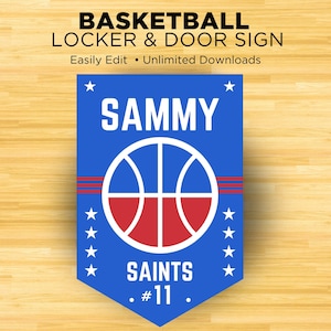 Editable Basketball Locker Printable Cutout Door Sign Locker Decoration ...