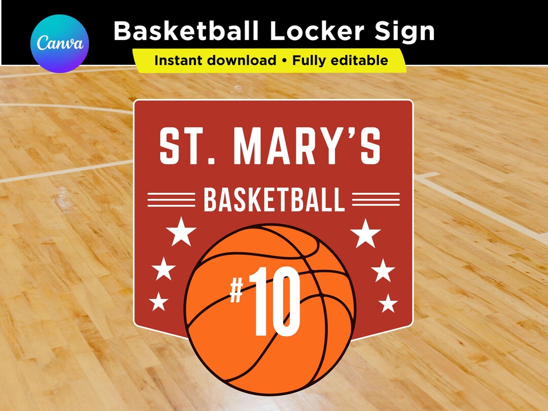 Editable Basketball Locker Printable Cutout Door Sign Locker Decoration ...