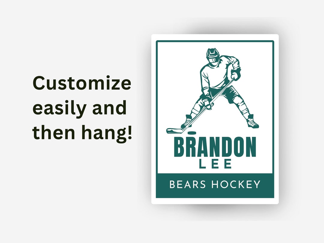 Editable Hockey Locker Door Sign, Hockey Locker Decoration, Name Tag ...