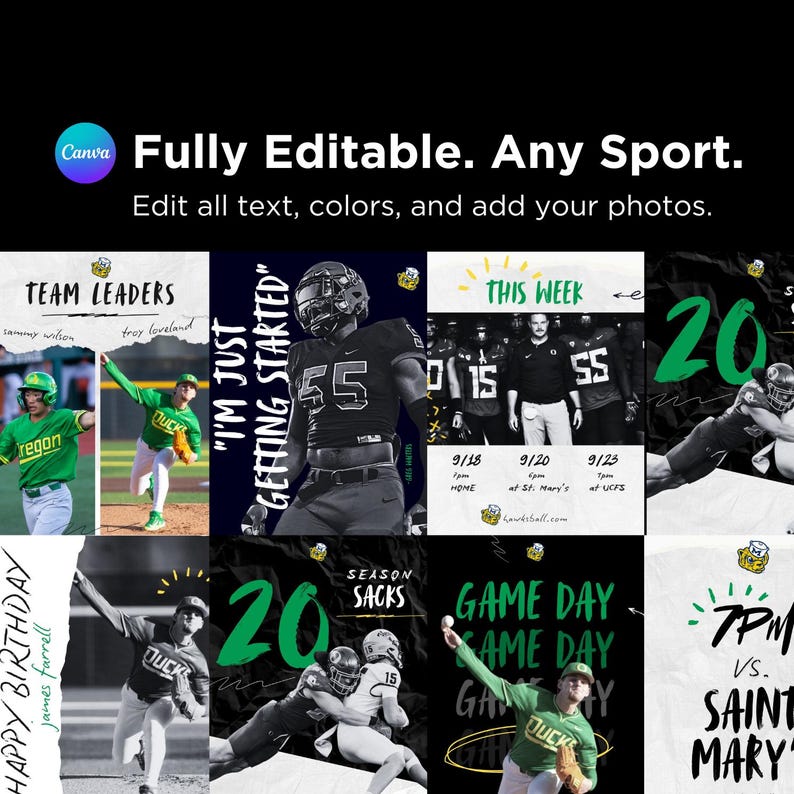 65 Editable Sports Social Media Canva Templates, Design Graphics ...