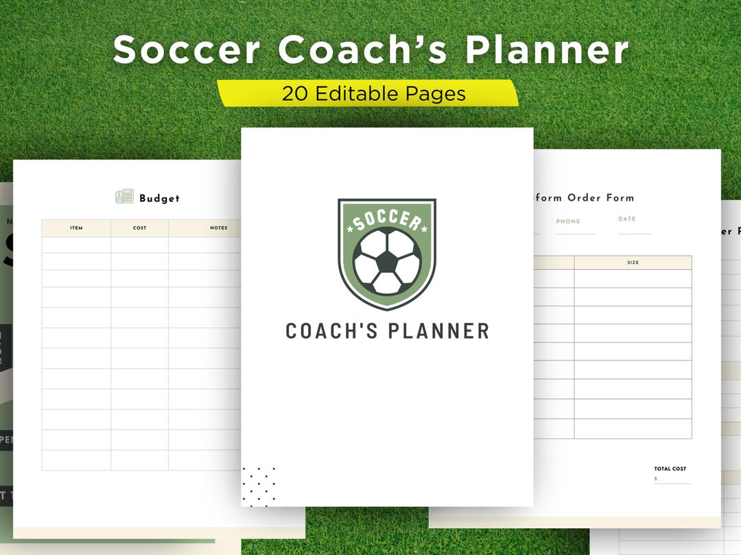 Soccer Coach's Planner Editable Canva Template Printable Youth Soccer ...