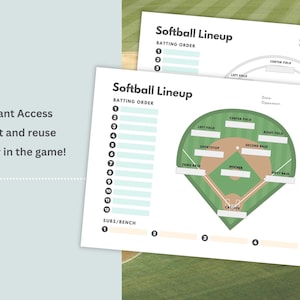 Printable Softball Lineup and Field Position Sheet Batting Order ...