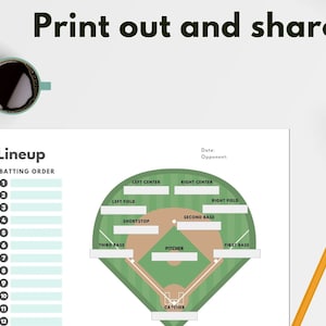 EDITABLE Baseball Lineup Card Template, Editable Batting Order Sheet ...