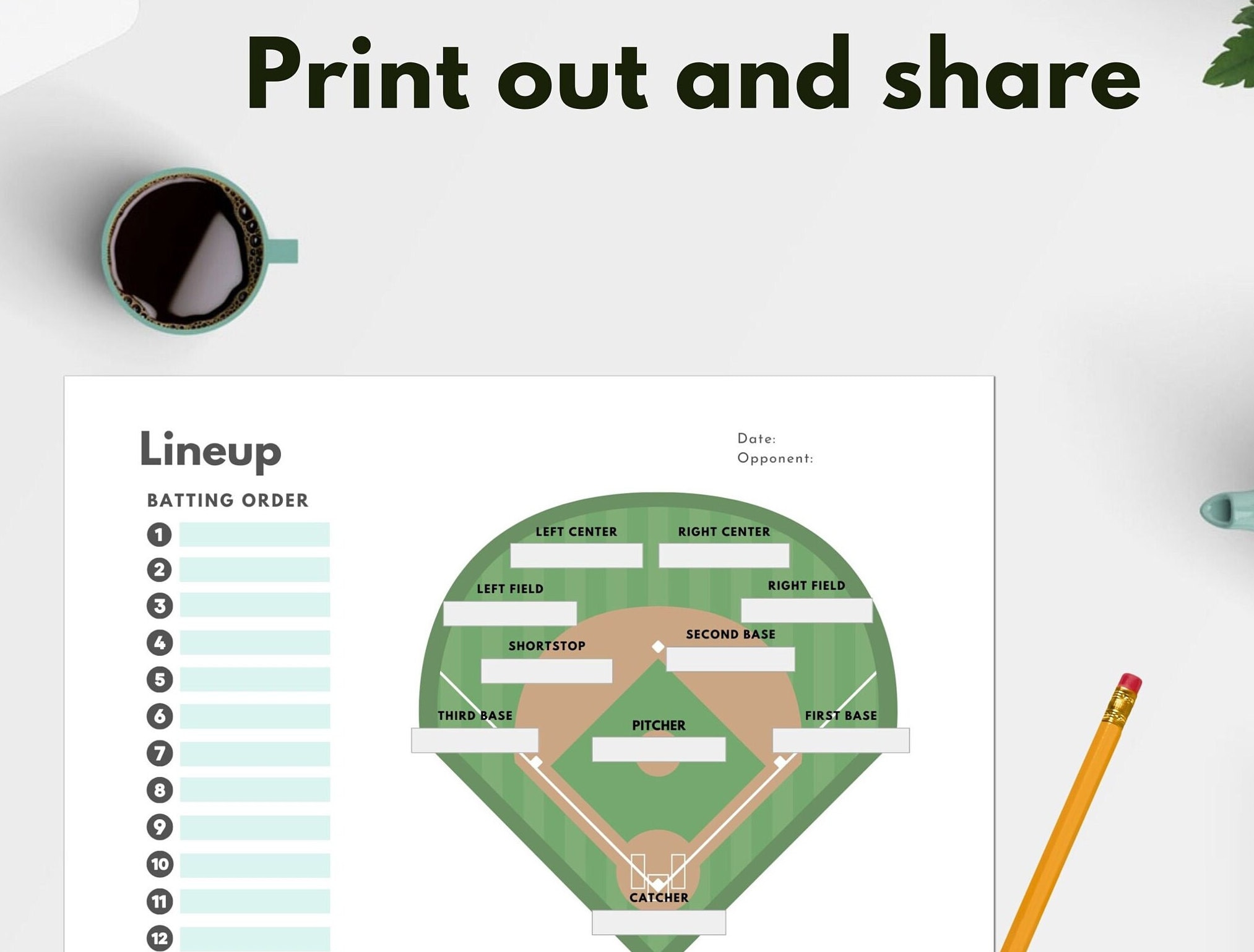 EDITABLE Baseball Lineup Card Template, Editable Batting Order Sheet ...