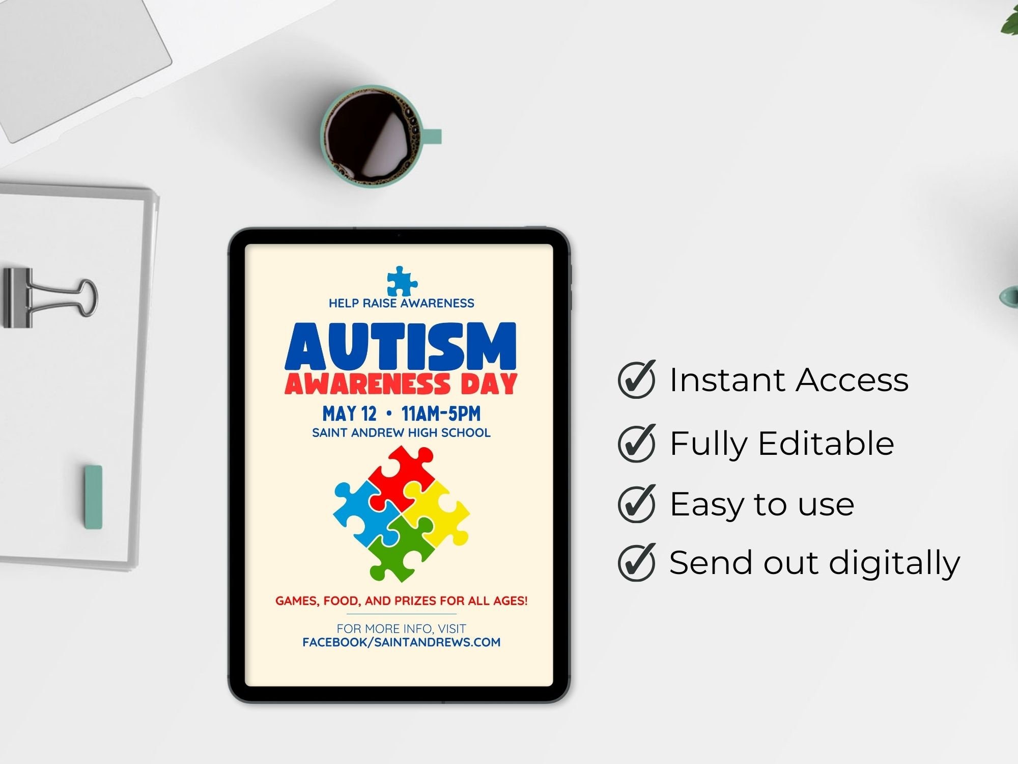 Autism Awareness Event Flyer Editable Autism Awareness Editable Flyer ...