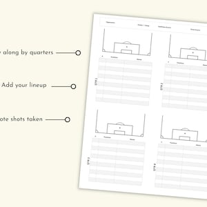 Printable Soccer Lineup and Game Card Player Positions for Soccer Mom ...