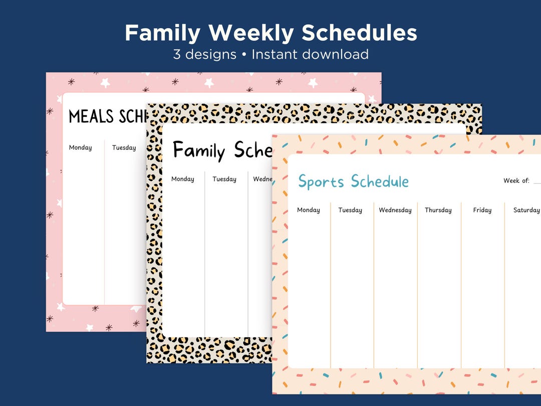 Family Weekly Schedule Printable Planner for Busy Moms and Families ...
