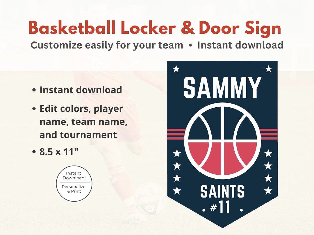 Editable Basketball Locker Printable Cutout Door Sign Locker Decoration ...