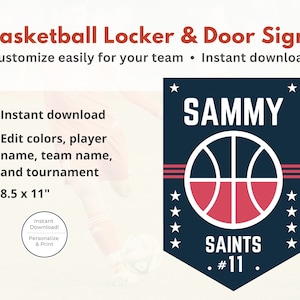 Editable Basketball Locker Printable Cutout Door Sign Locker Decoration ...