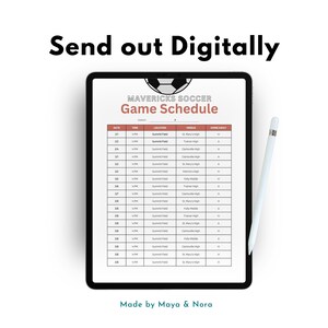 Editable Soccer Schedule and Game Calendar Game Day Team Formation Line ...