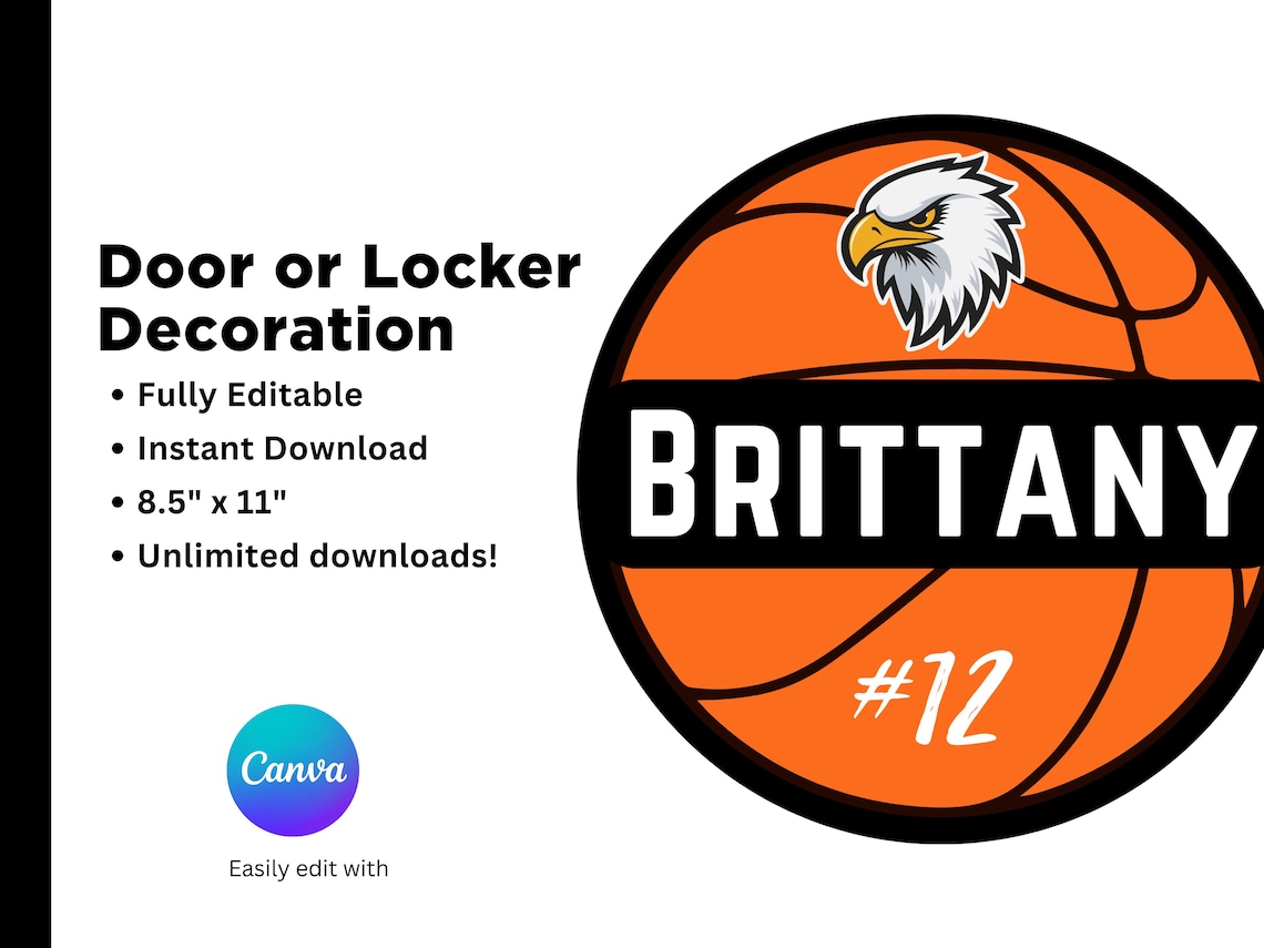 Editable Basketball Locker Sign Printable Cutout Locker Door Decoration ...