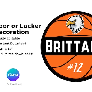 Editable Basketball Locker Sign Printable Cutout Locker Door Decoration ...