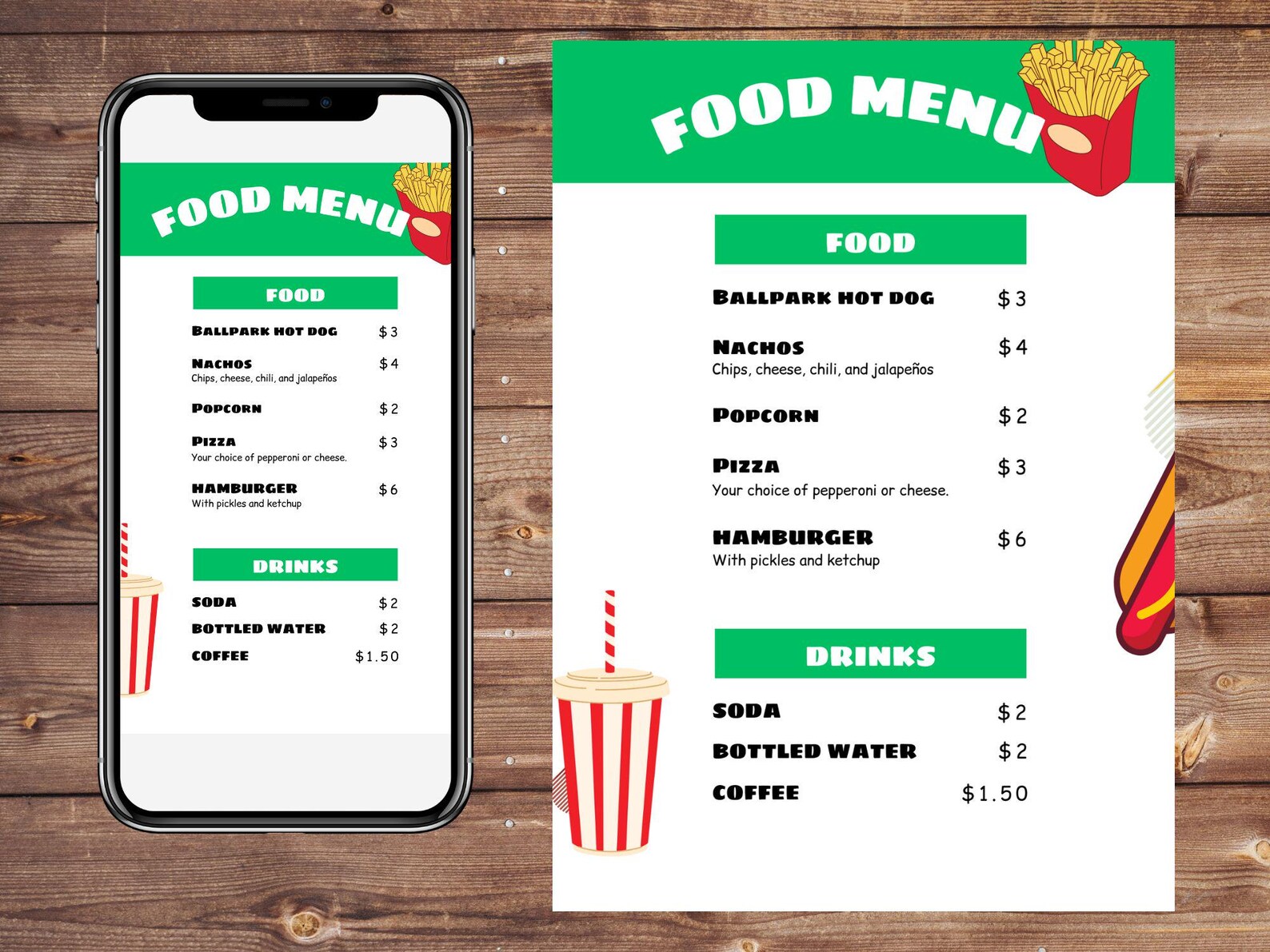 Editable Concession Stand Menu Instant Download Canva Template ...