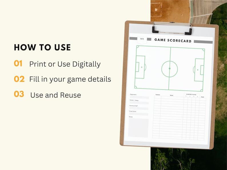 Printable Soccer Lineup and Game Card Player Positions for Soccer Mom ...