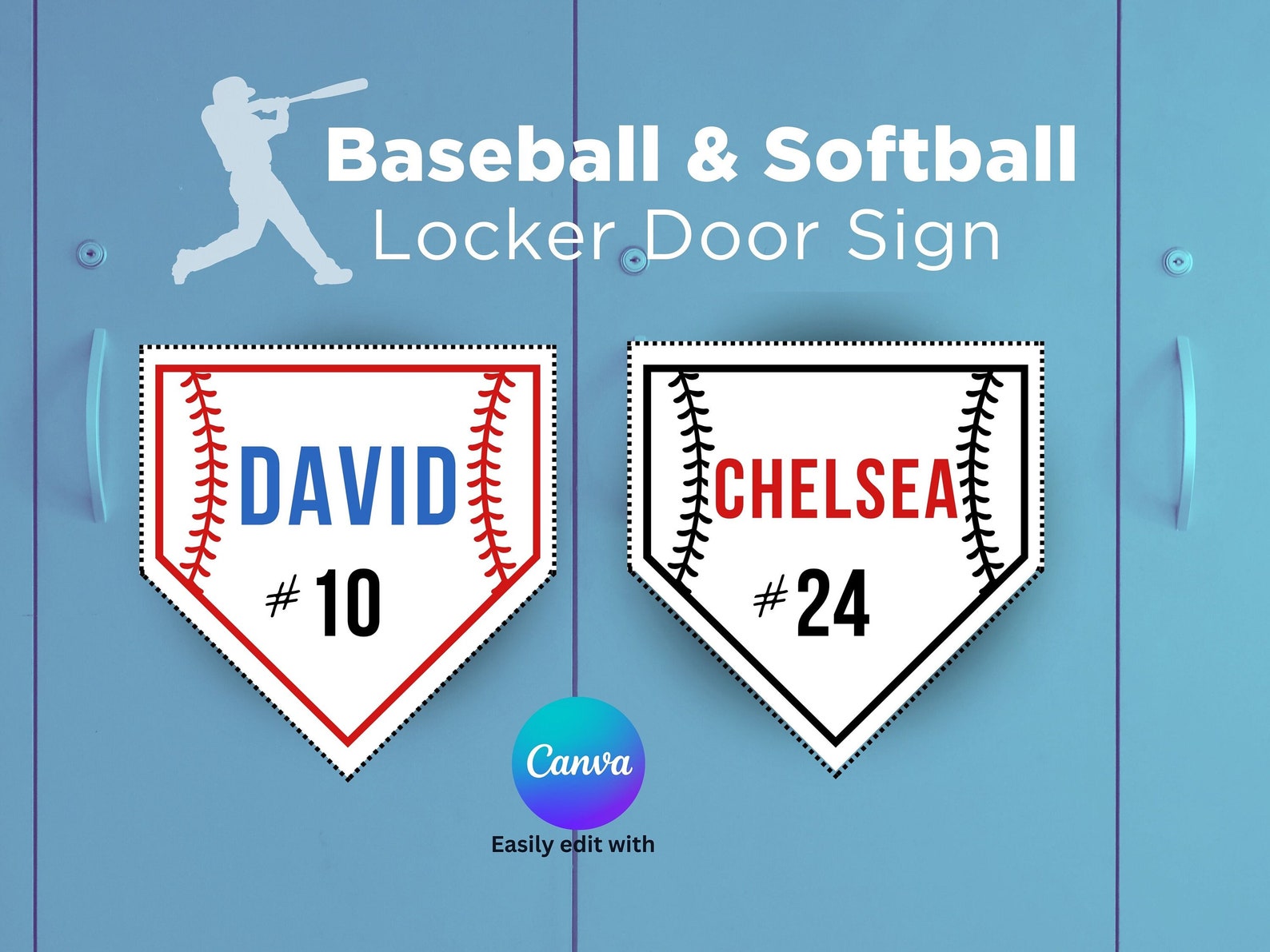 Editable Baseball or Softball Locker Door Hotel Sign, Decoration Name ...