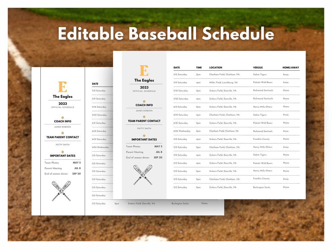 Editable Baseball Softball Schedule Template Printable Download ...