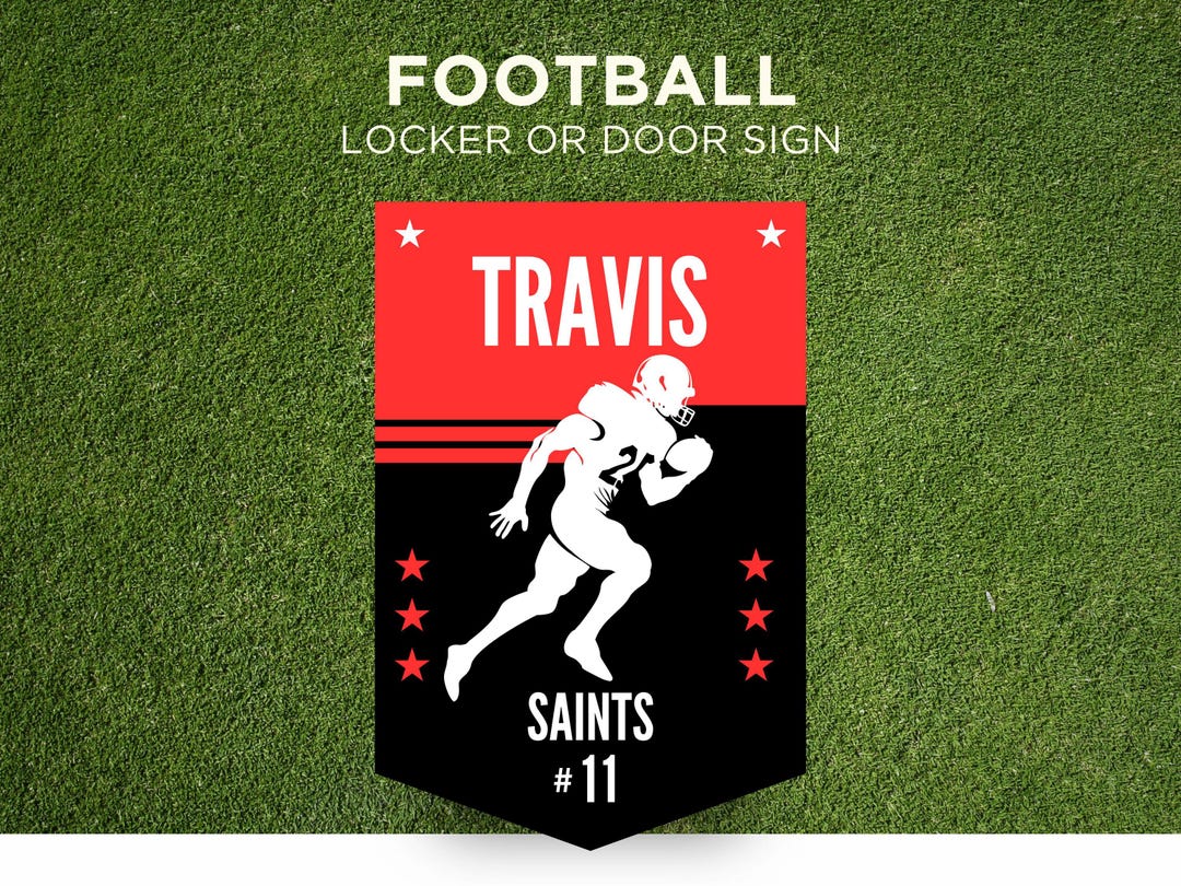 Editable Football Locker Decoration Printable Canva Template, Cutout ...