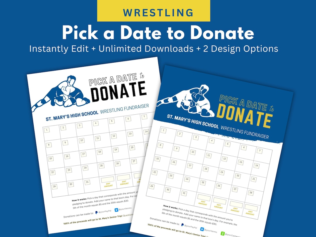 Wrestling Fundraiser EDITABLE Canva Template, Printable Pick a Date to ...