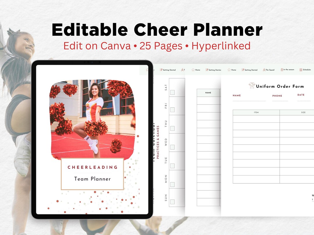 Digital Cheer Coach Binder Hyperlinked Planner Canva Template ...