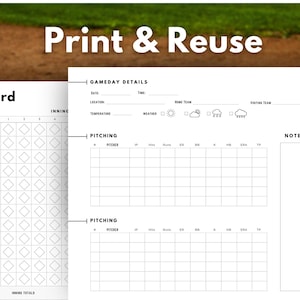 Baseball or Softball Scorebook Stats Scorecard Printable Umpire ...