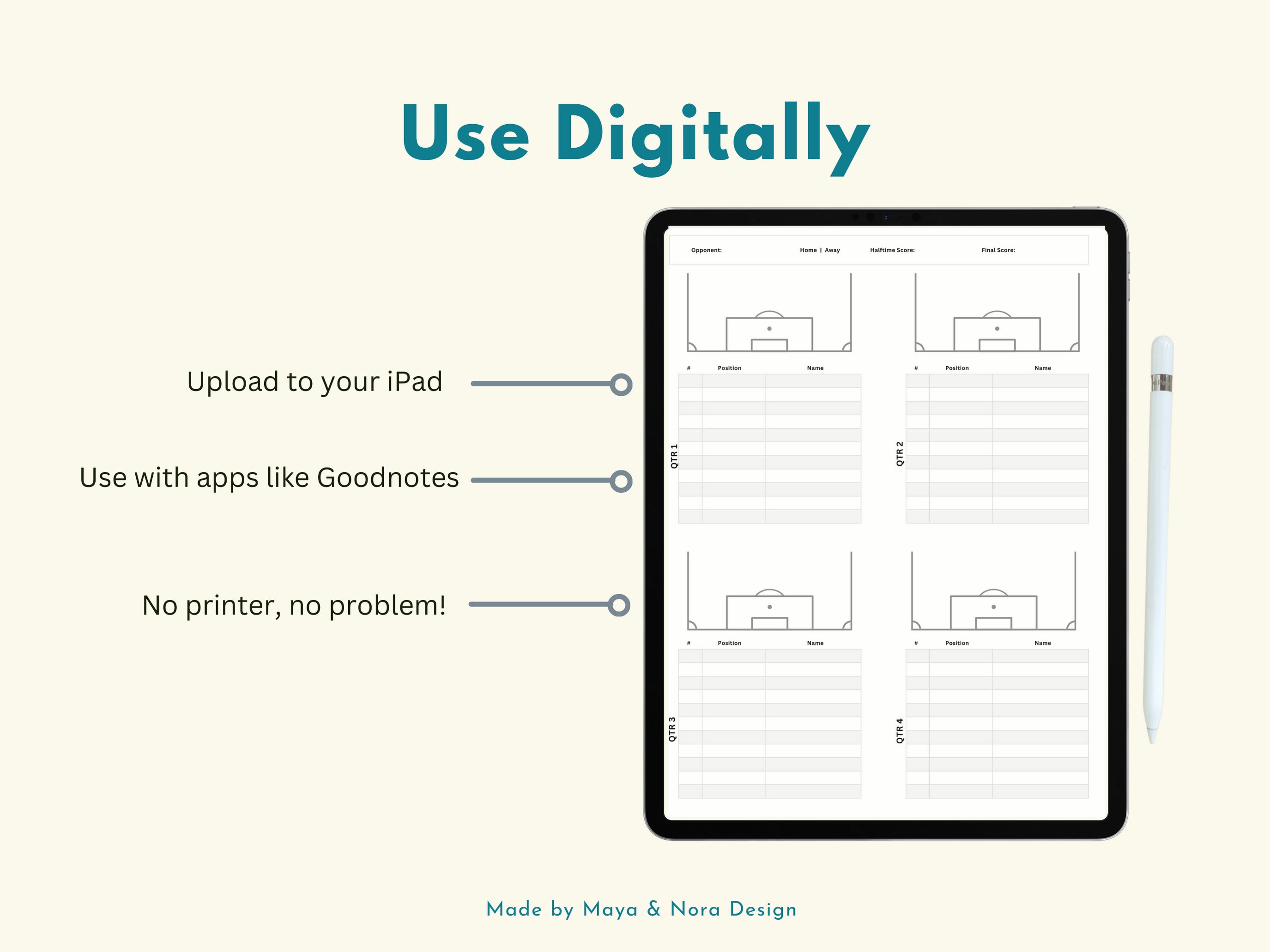 Printable Soccer Lineup and Game Card Player Positions for Soccer Mom ...