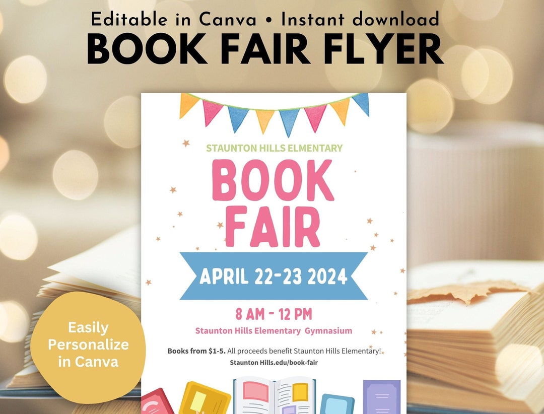 EDITABLE Book Fair Flyer Printable School Fundraiser Invitation ...