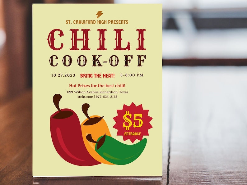 Editable Chili Cook off Flyer, Canva Template, Work Competition Church ...